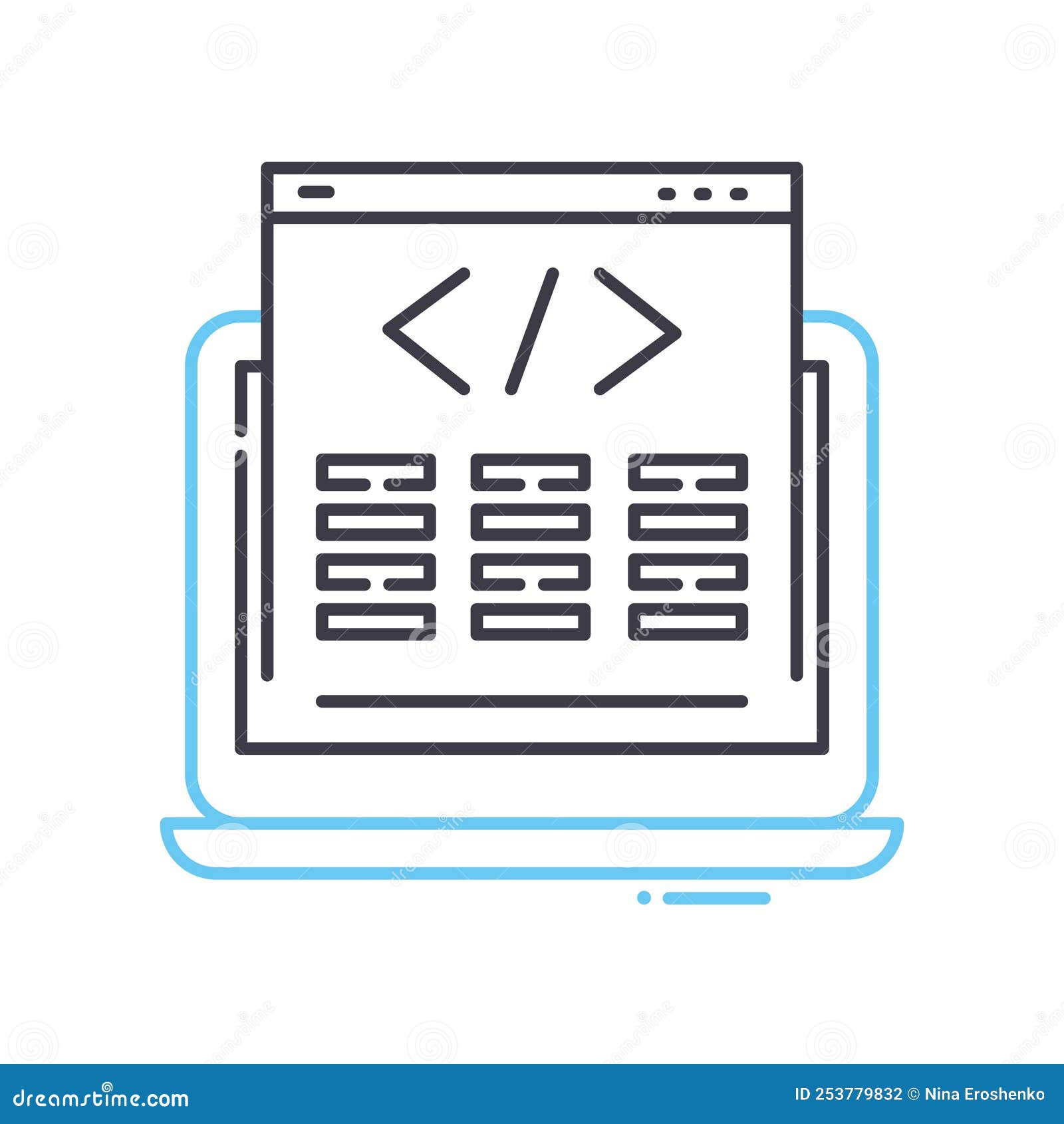 Custom Coding Line Icon Outline Symbol Vector Illustration Concept Sign Stock Vector
