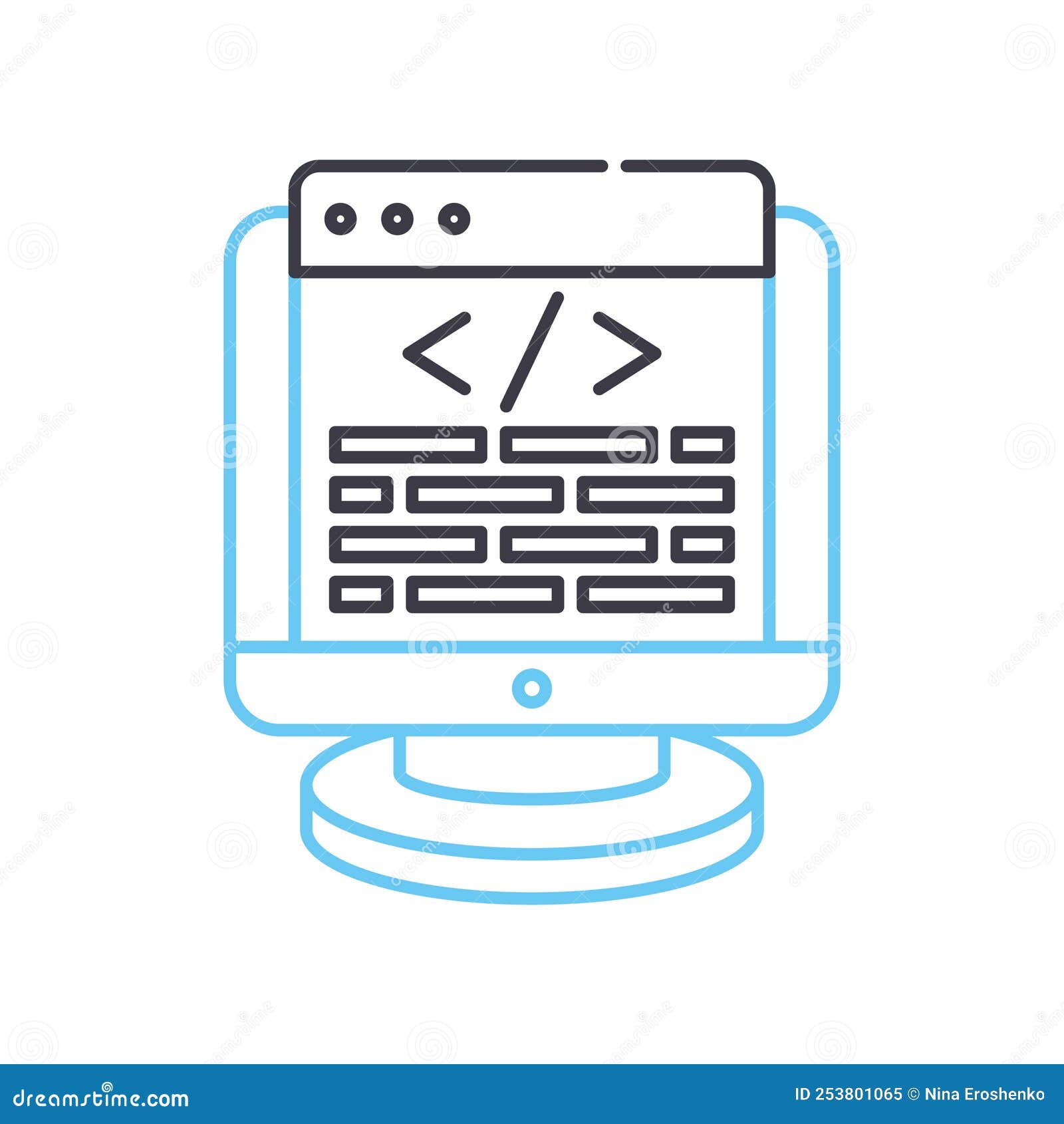 Custom Coding Line Icon Outline Symbol Vector Illustration Concept Sign Stock Vector