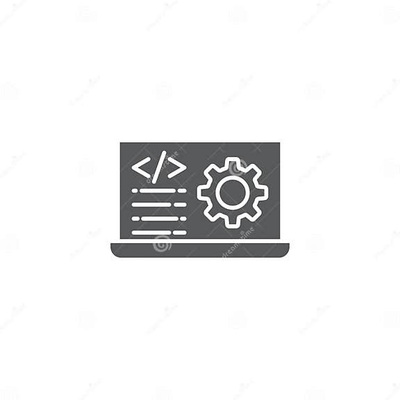 Custom Coding Symbol Programming Vector Icon Isolated on White ...