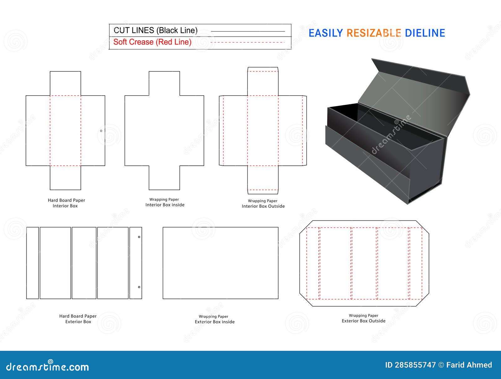 Foldable And Collapsible Rigid Box Dieline Vector Illustration ... Foldable And Collapsible Rigid Box Dieline Vector Illustration ...