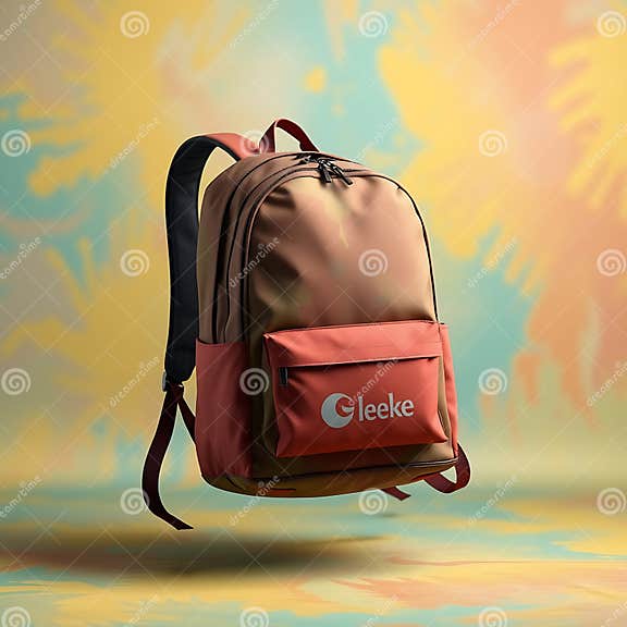 A Custom Designed Backpack Mockup Suspended in Mid Air with a Colorful ...