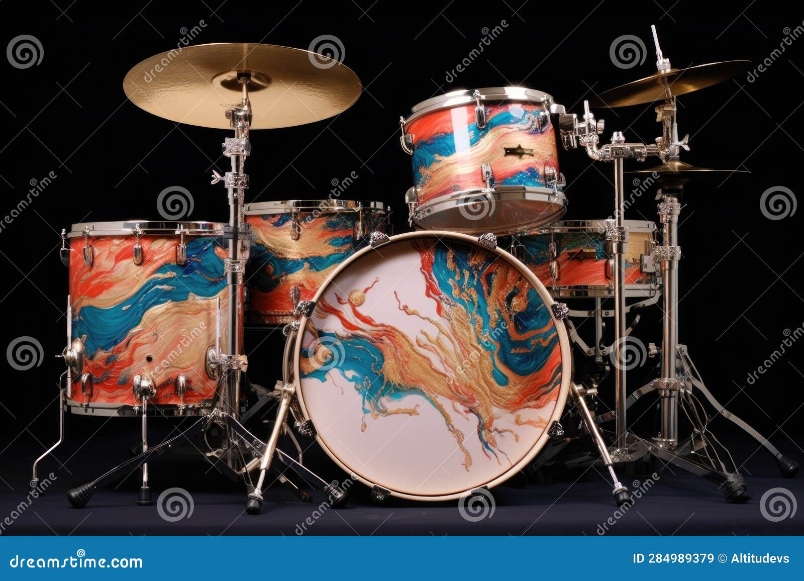 Custom Drum Set with Unique Design and Colors Stock Illustration ...