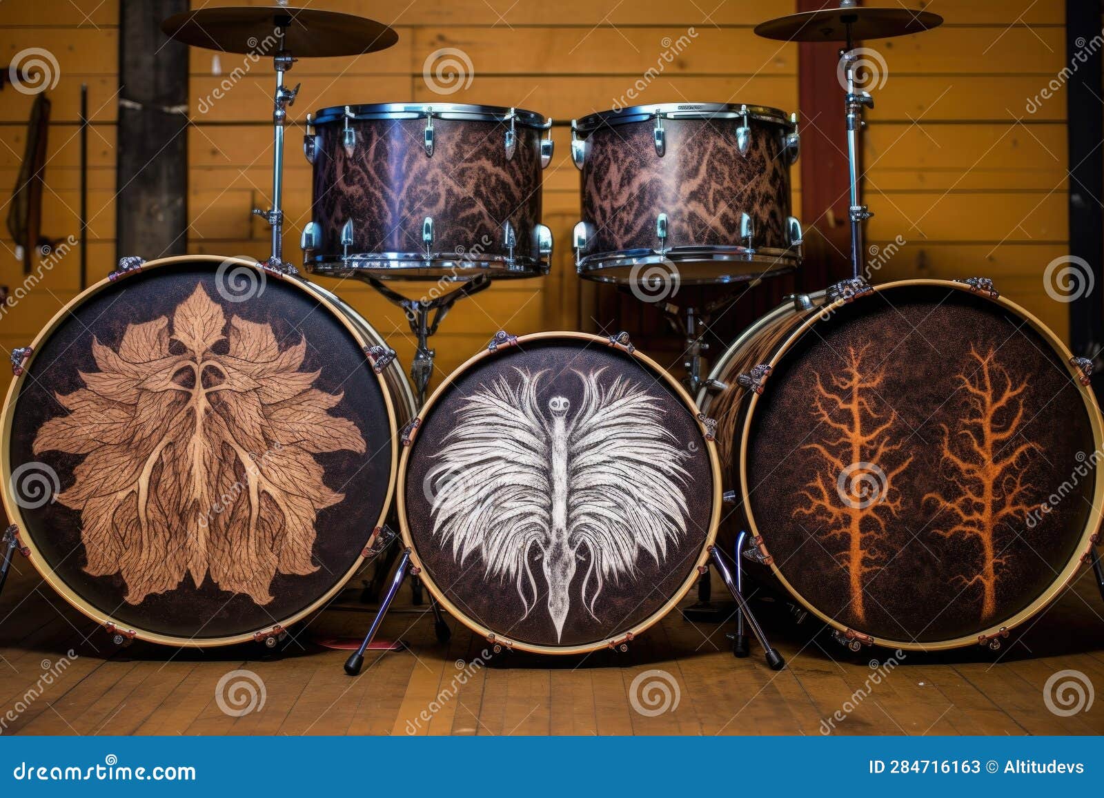 Custom Drum Skins with Unique Designs Stock Illustration - Illustration ...