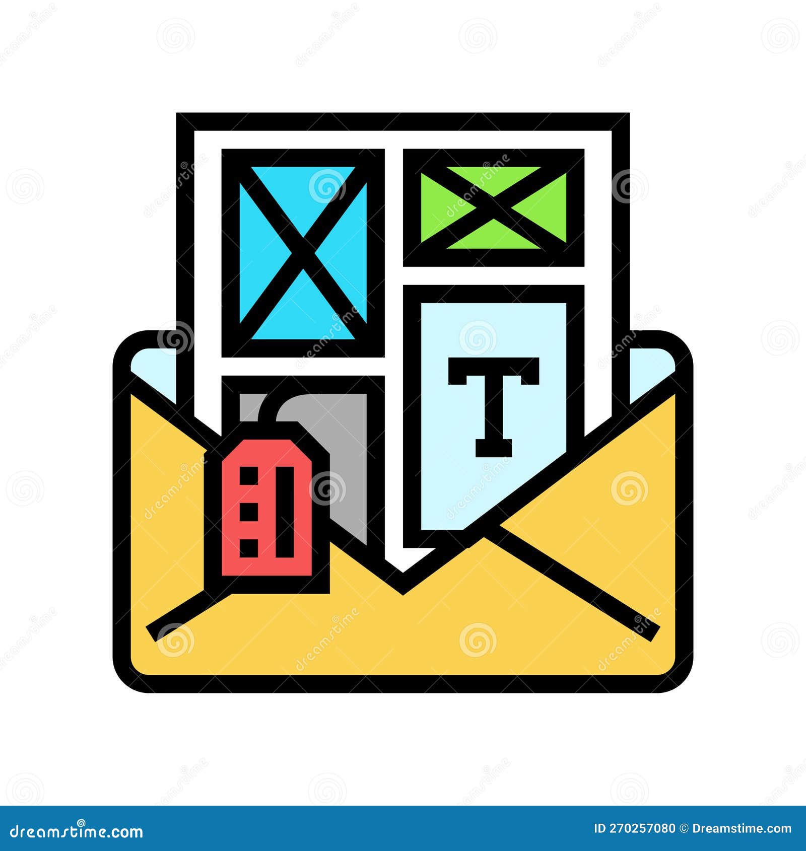 Custom Email Template Design Color Icon Vector Illustration Stock ...