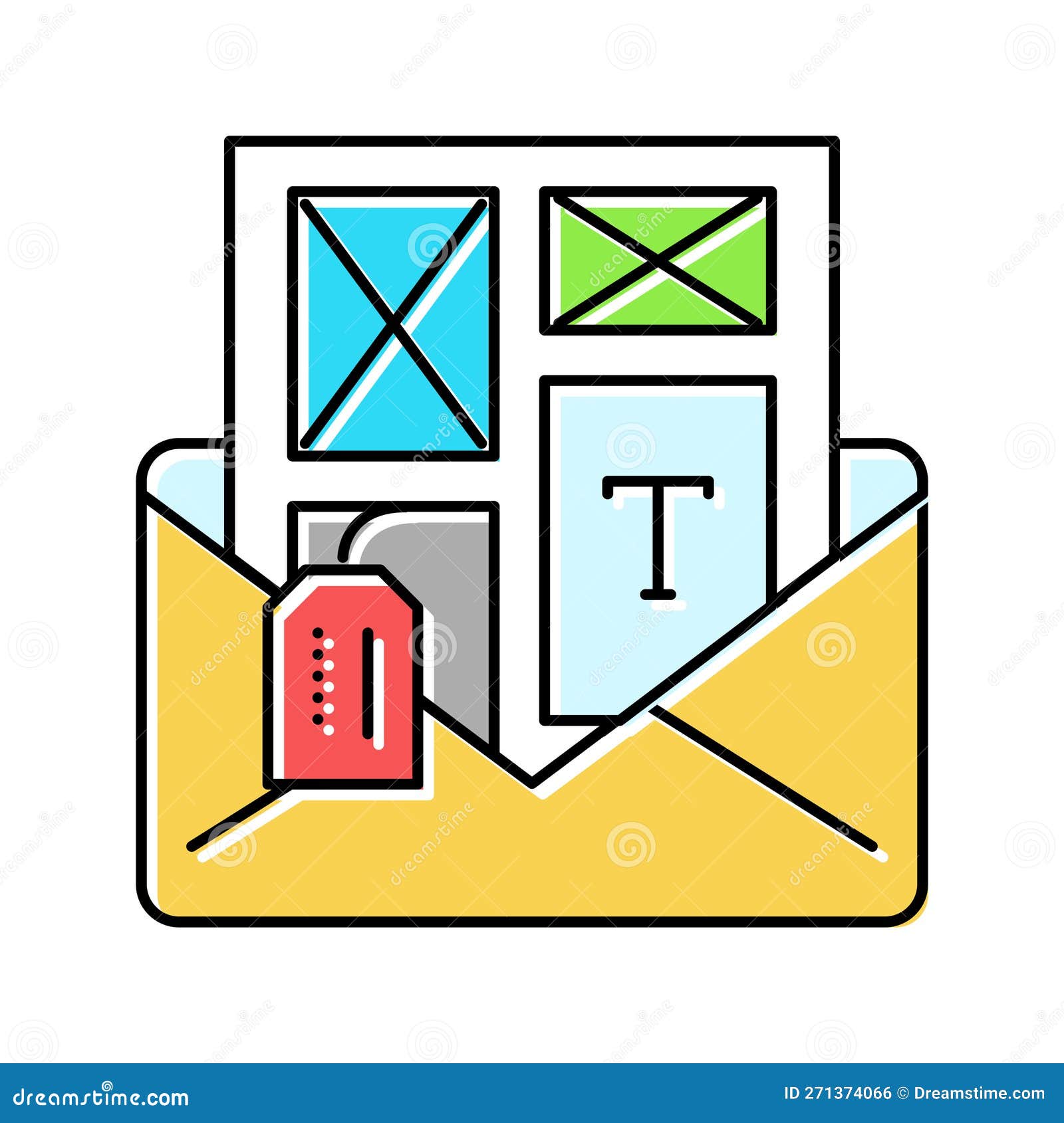 Custom Email Template Design Color Icon Vector Illustration Stock ...
