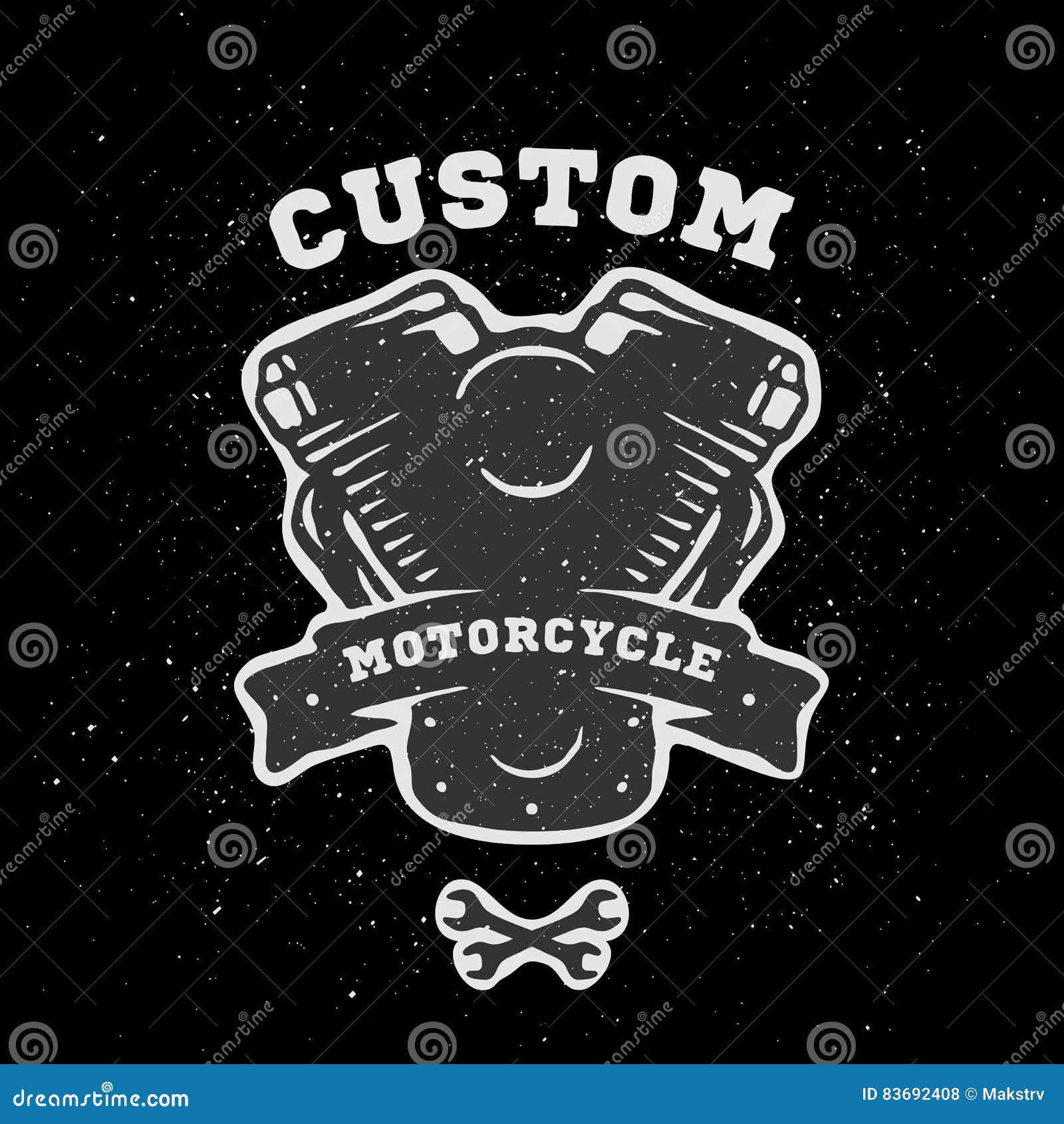 Custom Engine Hand Drawn Emblem. Stock Vector - Illustration of drive ...
