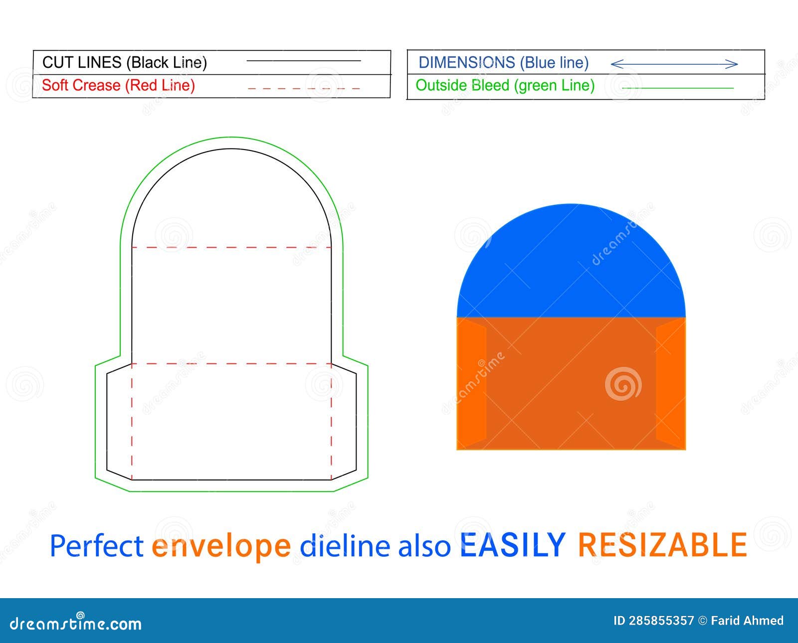 Custom Envelope Die Line Template And 3D Box Editable Easily Resizeable ...