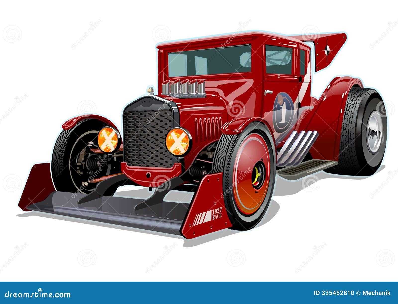 Retro Race Car Isolated On White Background. 3D Illustration Royalty ...
