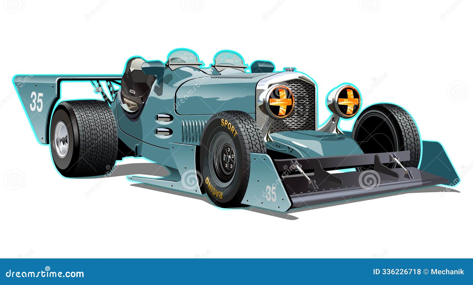 Custom Fiction Retro Race Car Concept Stock Illustration - Illustration ...