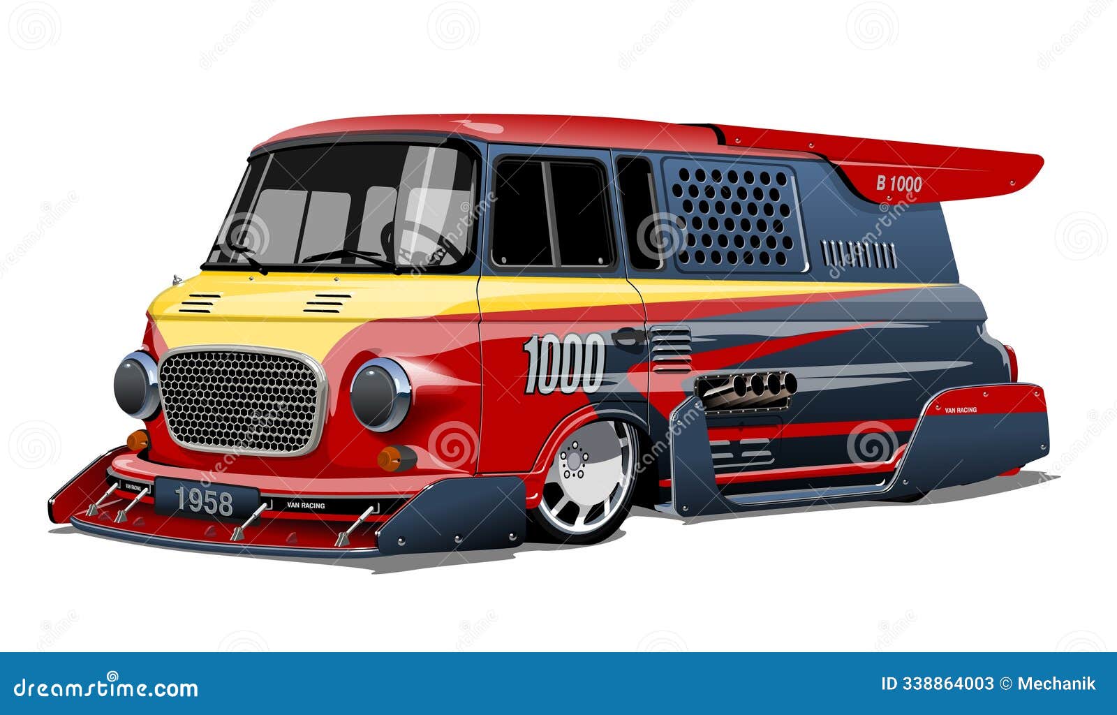 Custom Fiction Retro Race Van Concept Stock Vector - Illustration of ...