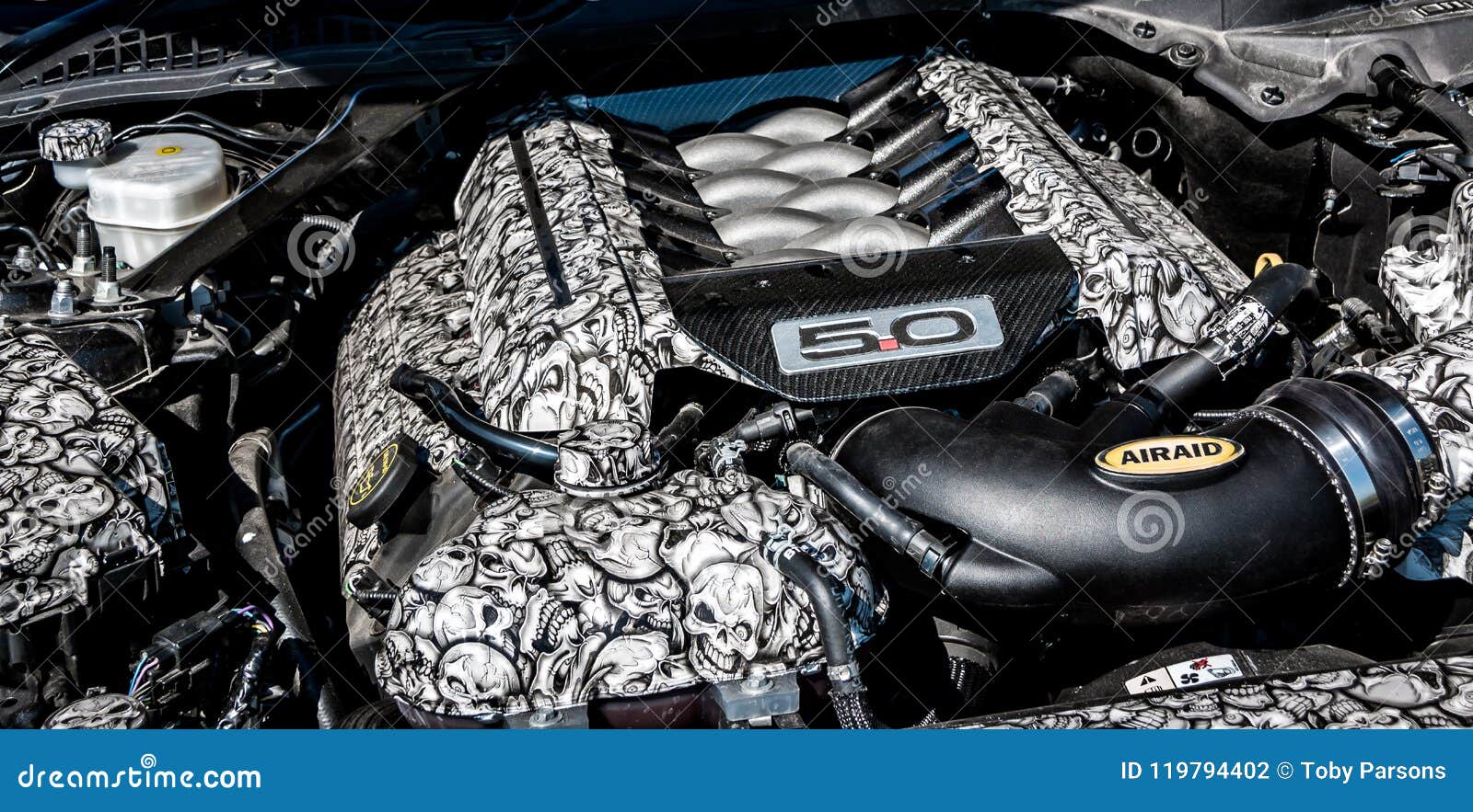 Custom Ford Mustang engine editorial photography. Image of closeup ...