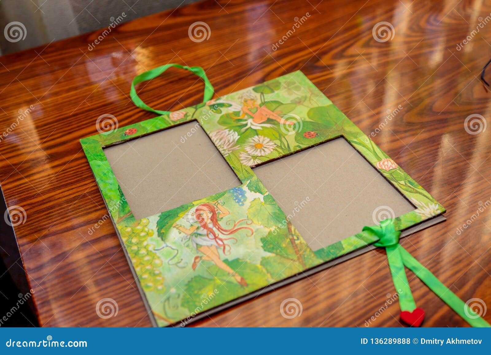 Custom Frame for Two Photos Decorated Using Decoupage Technique Stock ...