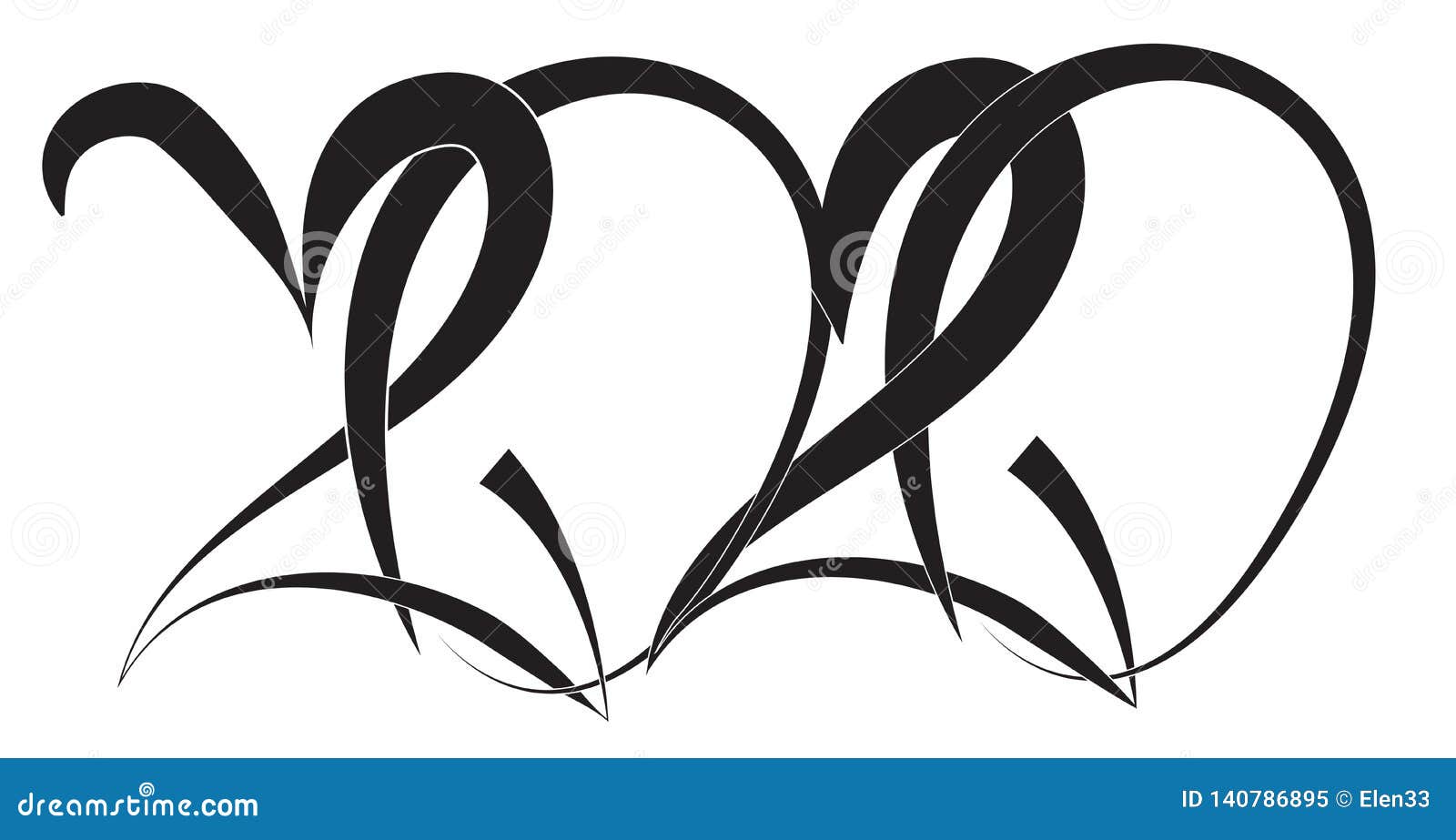 Custom Hand Lettered 2020 Textured Brush Calligraphy Stock Vector ...