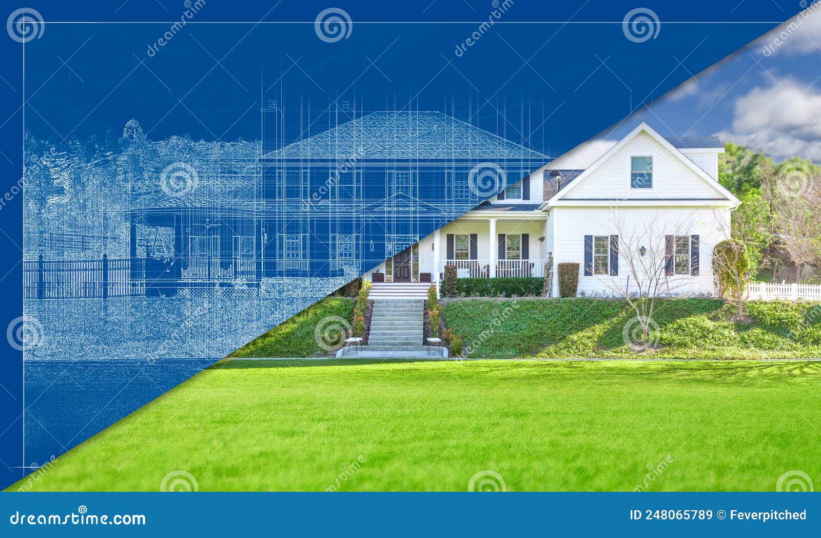 Before and after of Custom House Blueprint Drawing To Finished ...