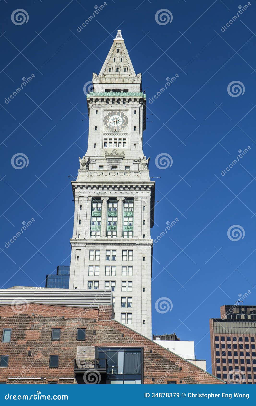 Custom House clock tower stock image. Image of boston - 34878379