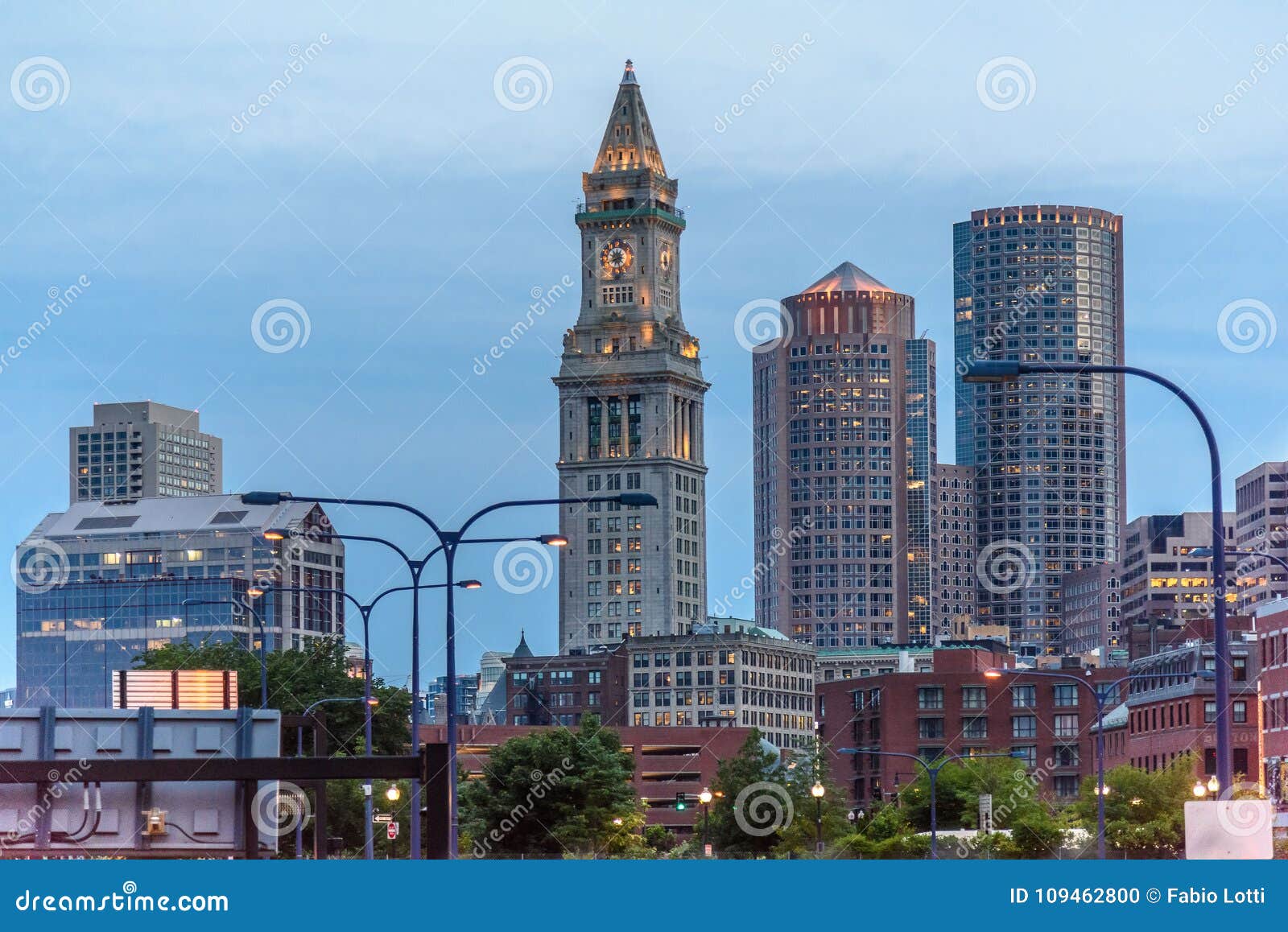 Custom House Tower in Boston Stock Photo - Image of attraction ...