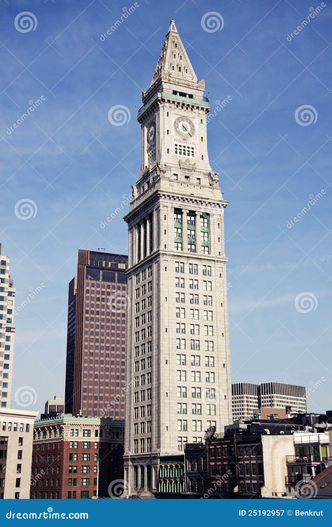 Custom House Tower in the Center of Boston Stock Image - Image of ...