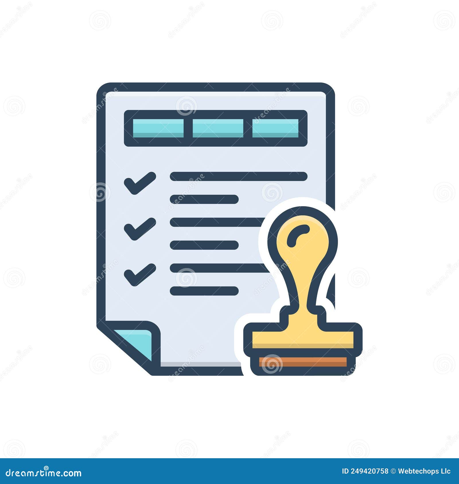 Color Illustration Icon for Custom, Approve and Document Stock ...