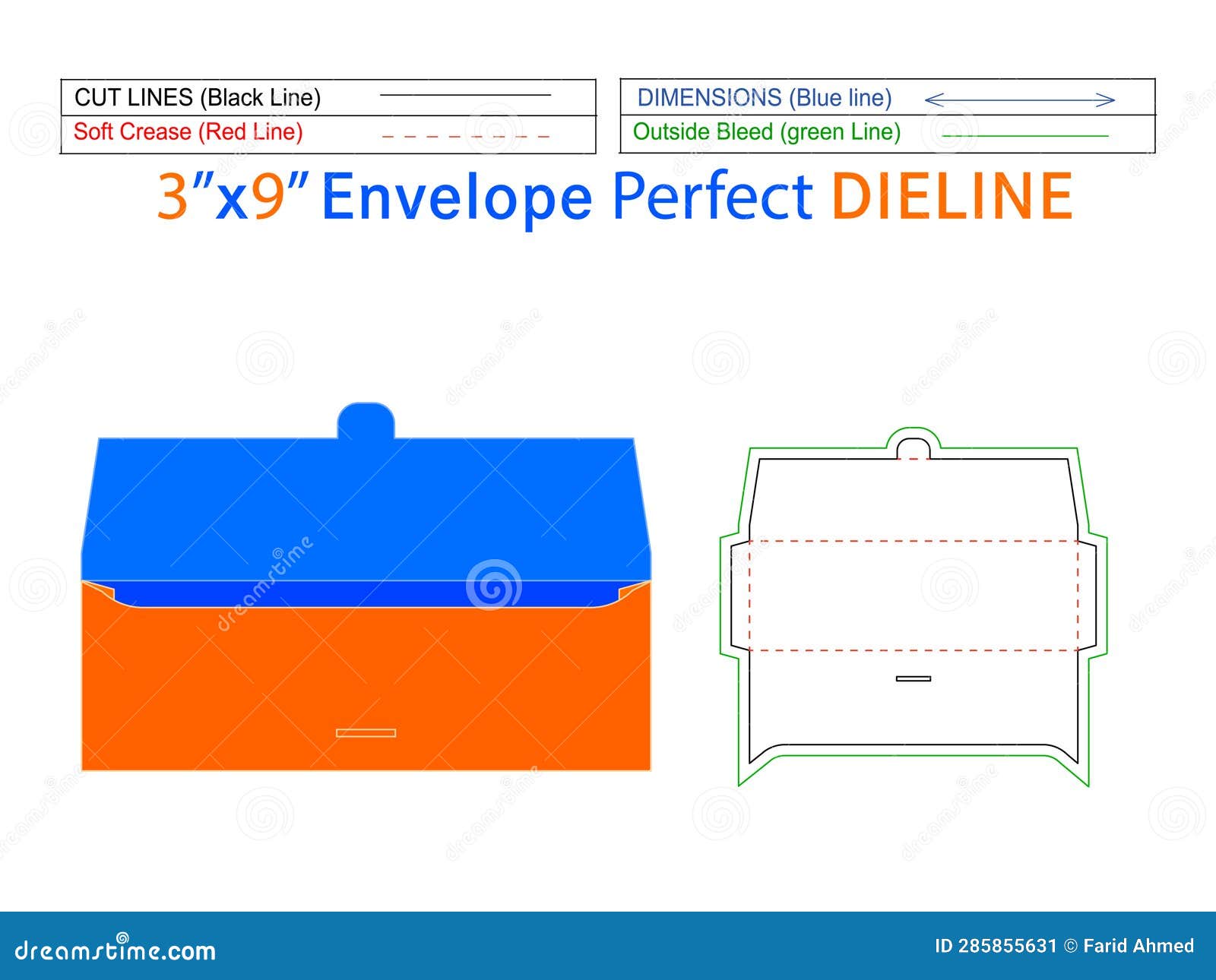 Custom Envelope Die Line Template And 3D Box Editable Easily Resizeable ...