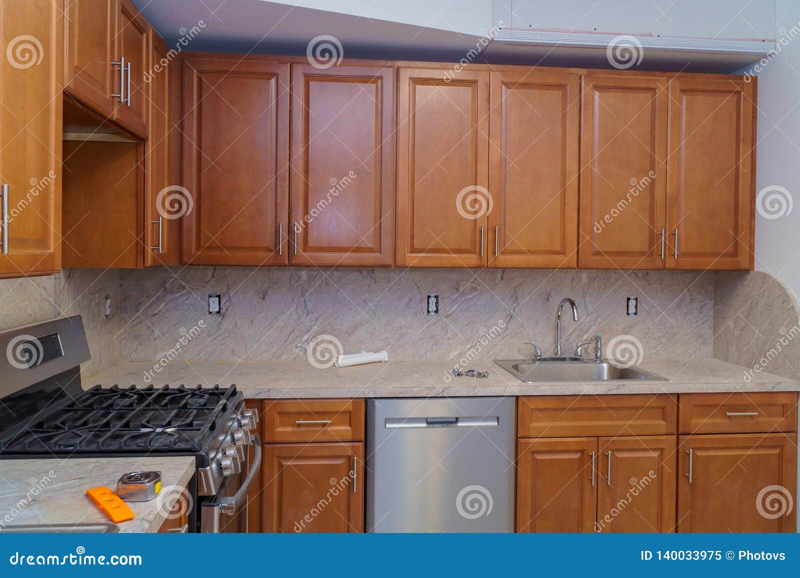 Custom Kitchen in Various of Installation Base Cabinets Stock Image ...