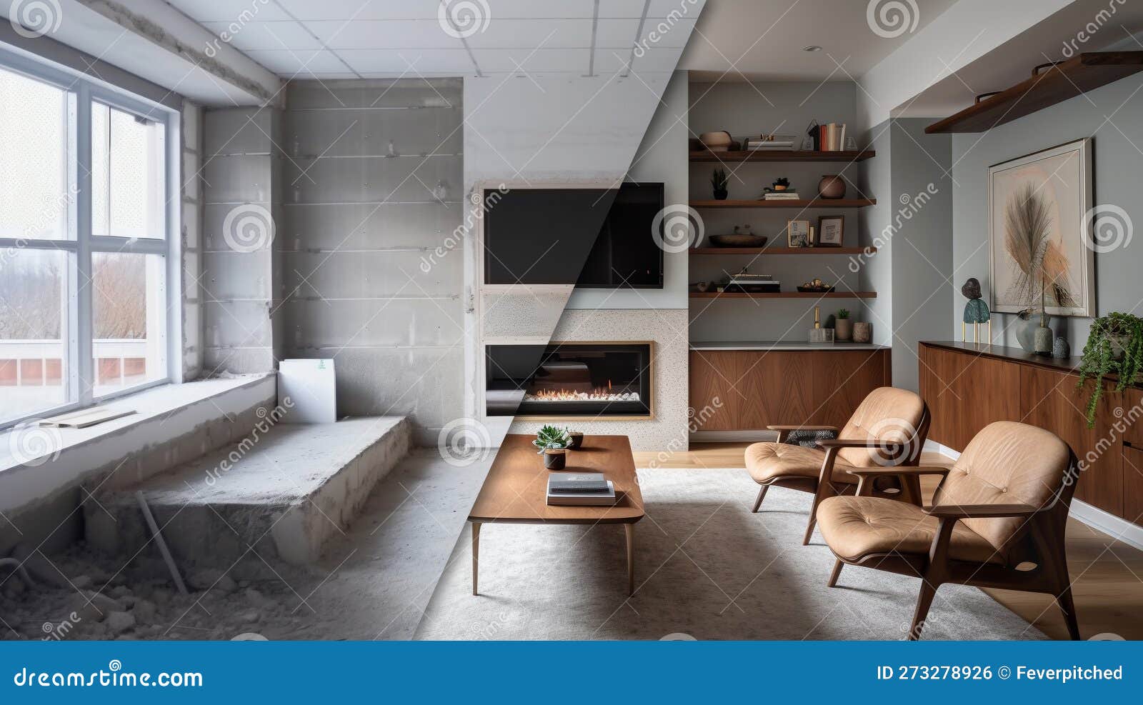 Home Renovation of Living Room Upgrade Interior before and after ...