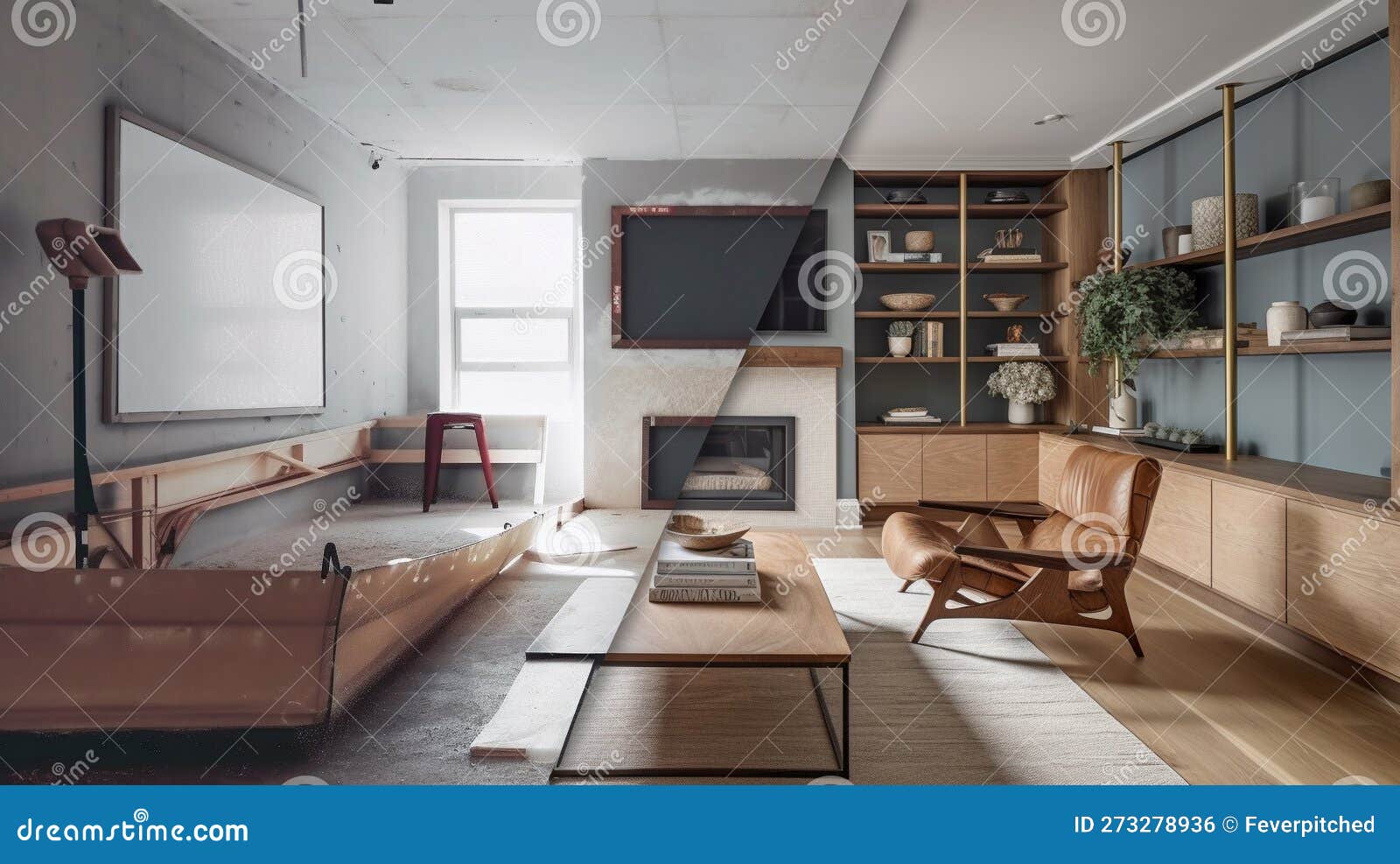 Modern Living Room Upgrade Interior before and after Construction ...