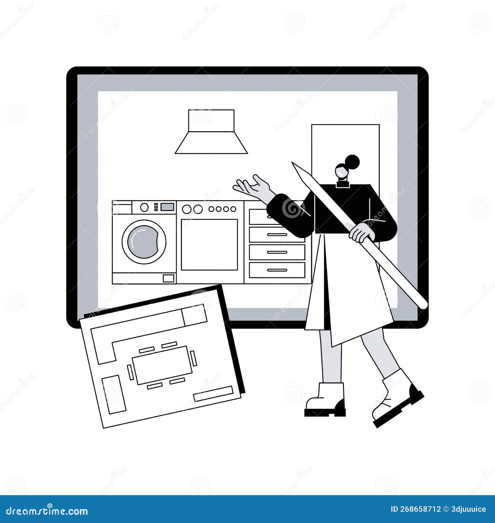 Custom Made Kitchens Abstract Concept Vector Illustration. Stock Vector ...