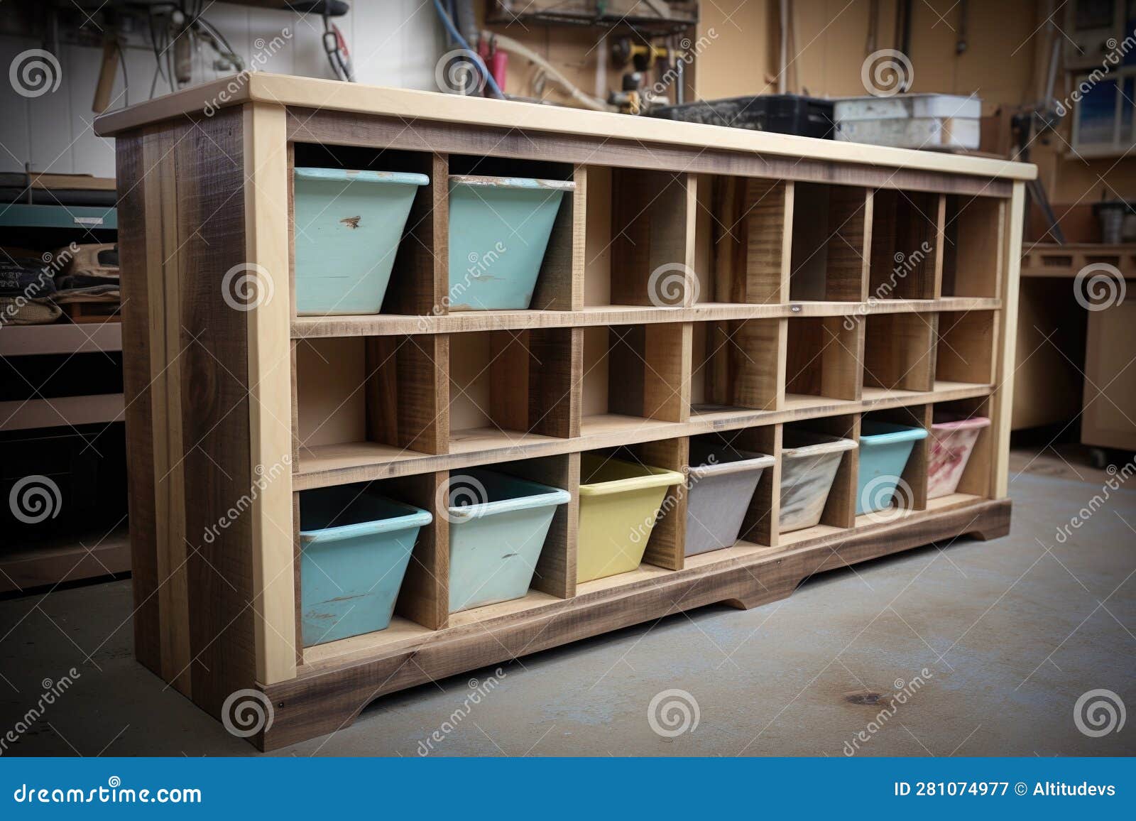Custom-made Storage Unit Made from Repurposed Items Stock Illustration ...