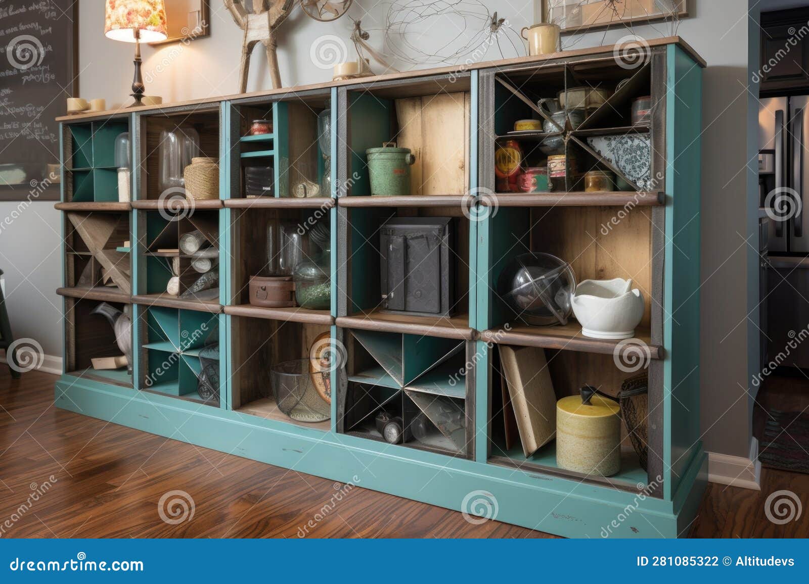 Custom-made Storage Unit Made from Repurposed Items Stock Photo - Image ...