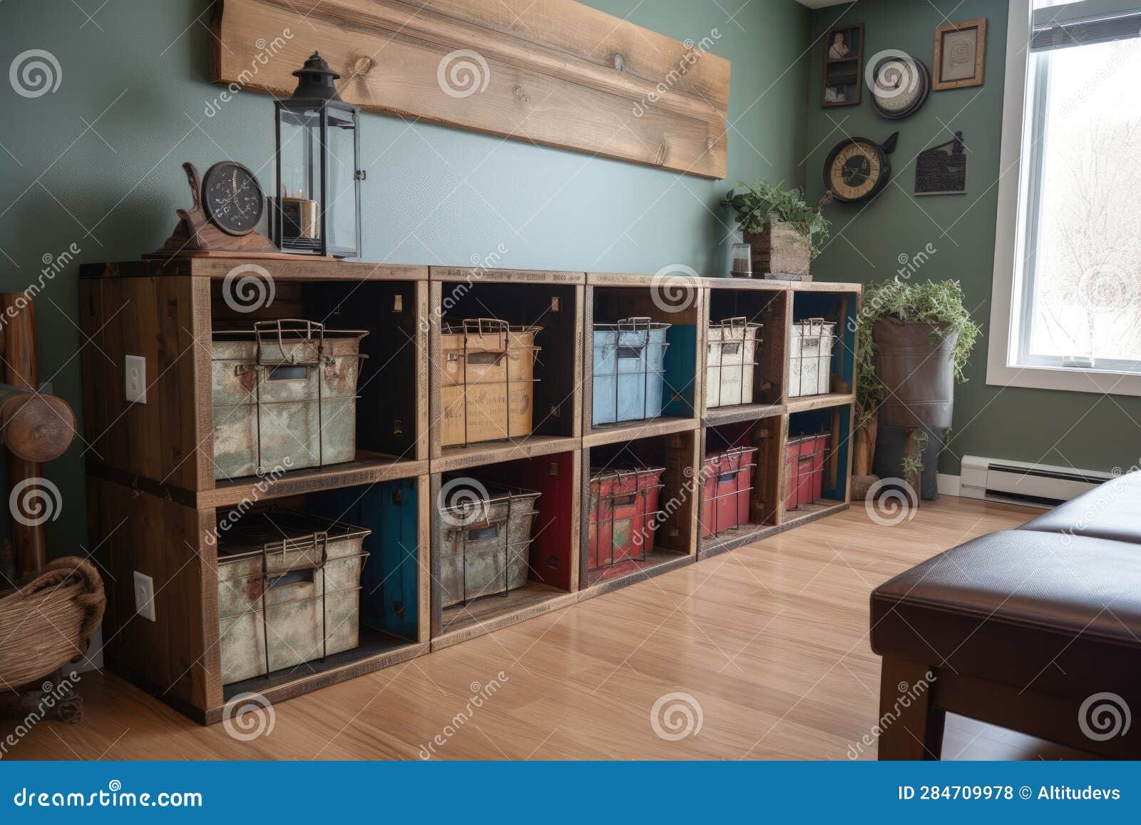 Custom-made Storage Unit Made from Repurposed Items Stock Photo - Image ...