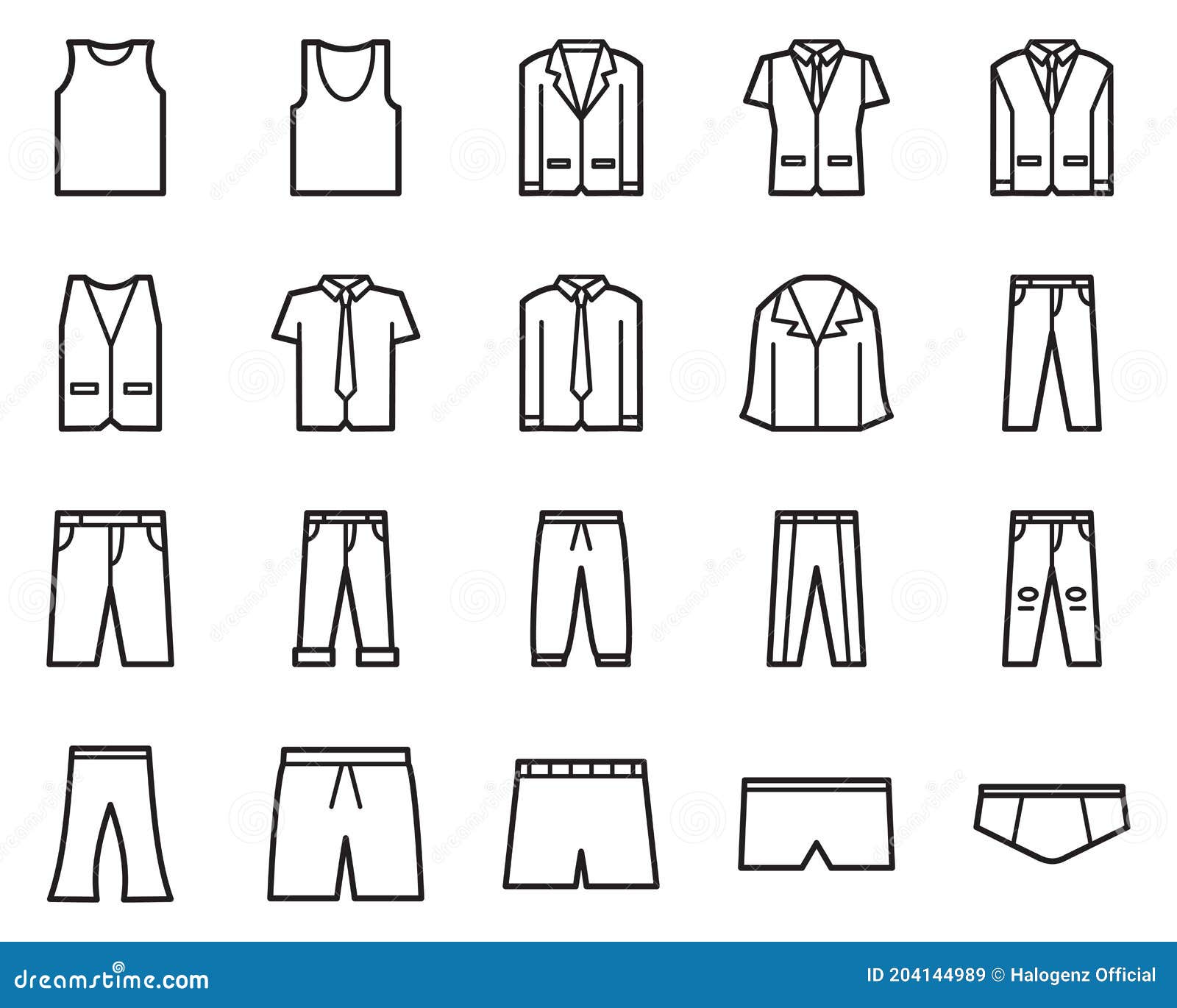 20 custom menswear icons stock vector. Illustration of brand - 204144989