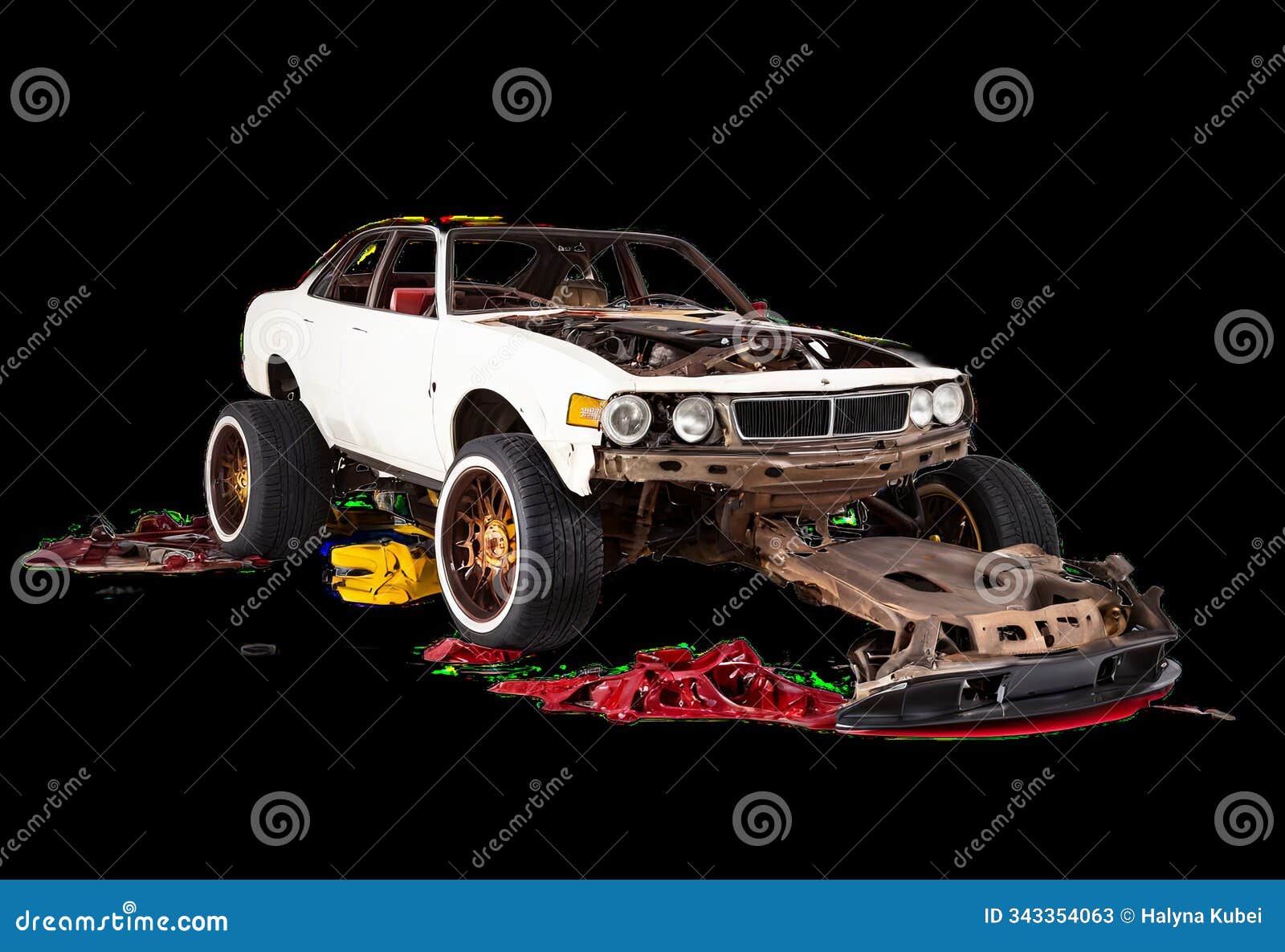 Custom Modified Car on Transparent Background with Exposed Frame and ...