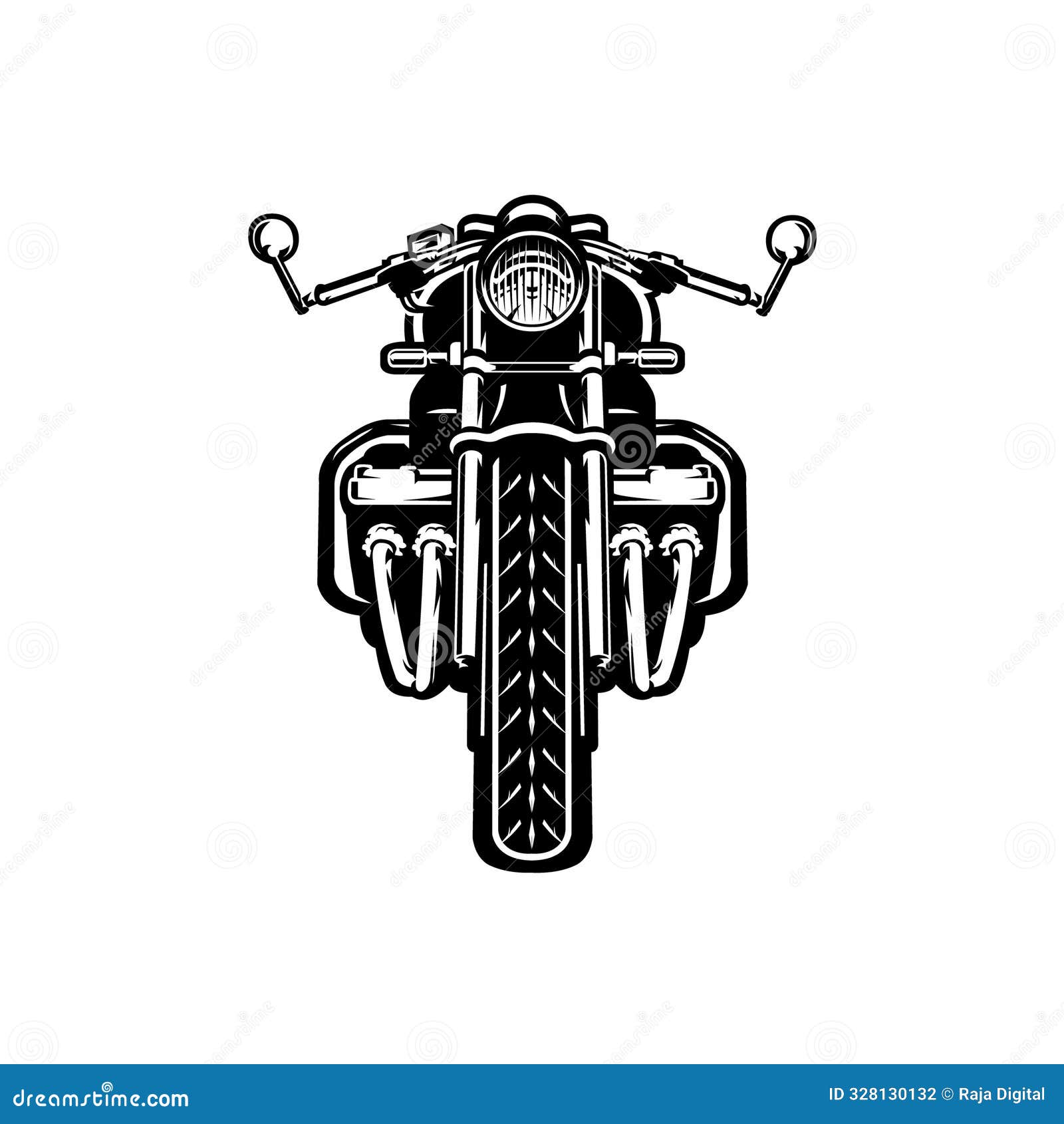 Custom Motor Front View Monochrome Vector Isolated Eps Stock Vector ...