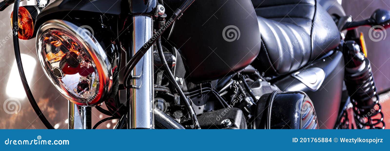 Custom Motorbike Front Horizontal Panorama Stock Photo - Image of ...