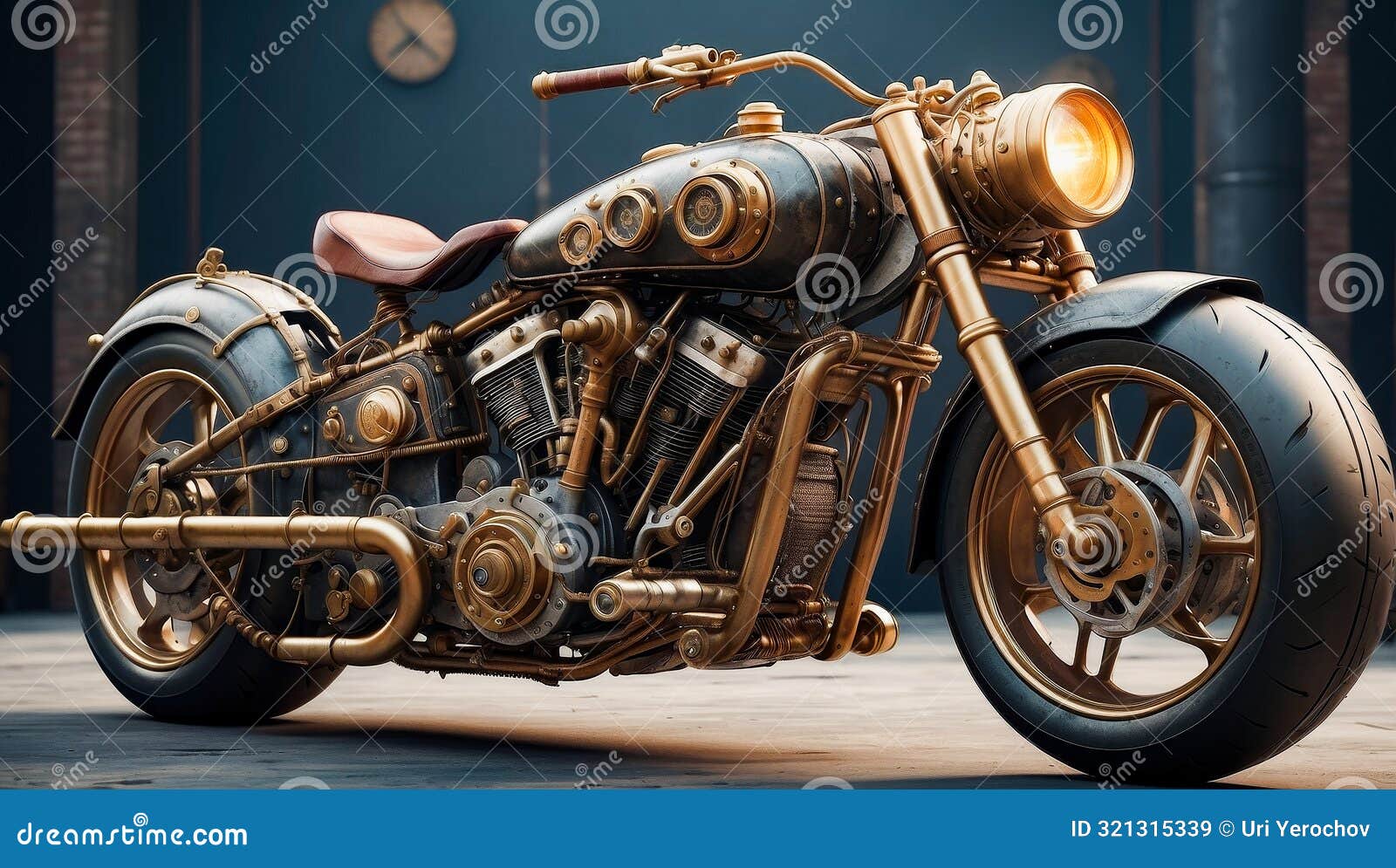 A Custom Motorcycle in an Authentic Creative Workshop. Motorcycle in ...