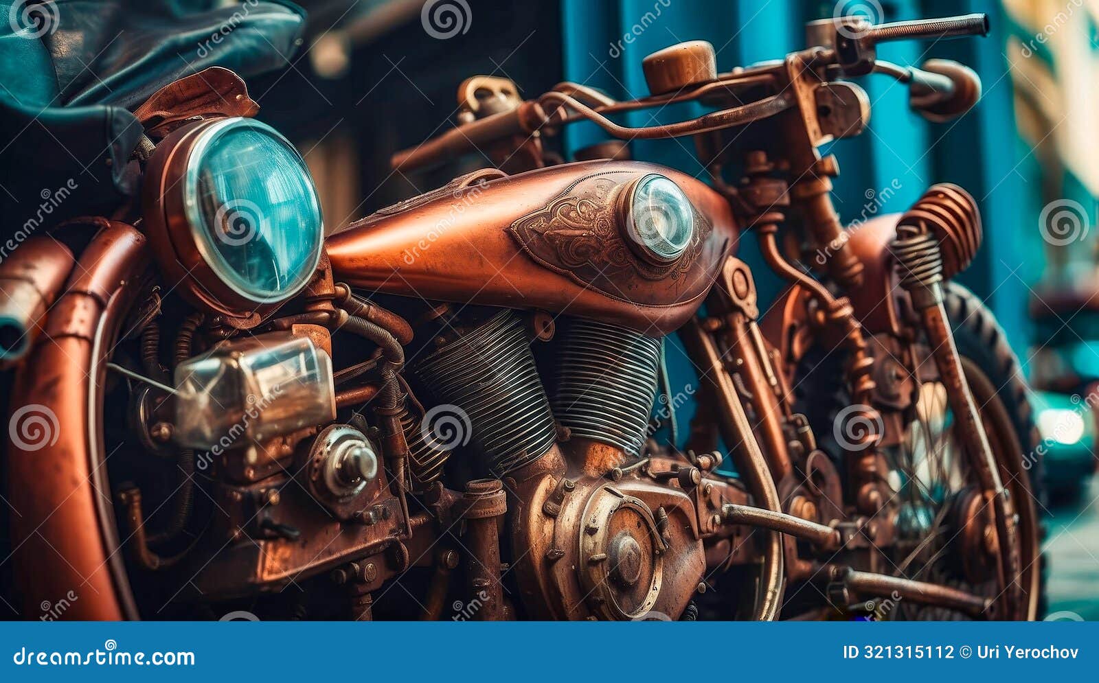 A Custom Motorcycle in an Authentic Creative Workshop. Motorcycle in ...