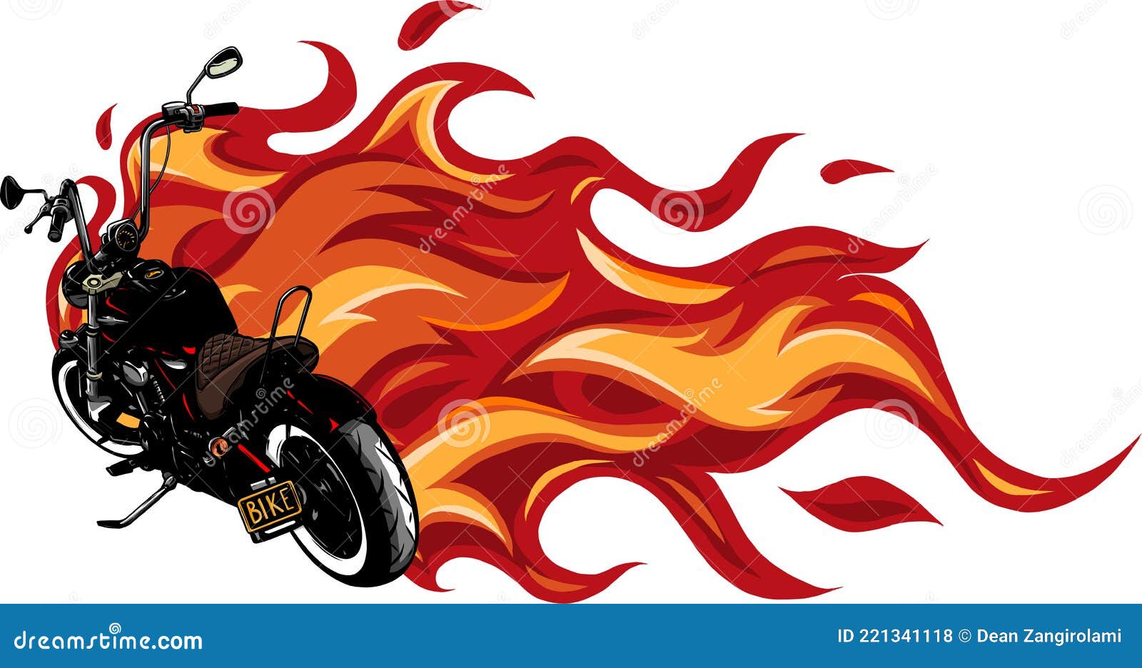 Custom Motorcycle with Flames Vector Illustration Design Stock Vector ...