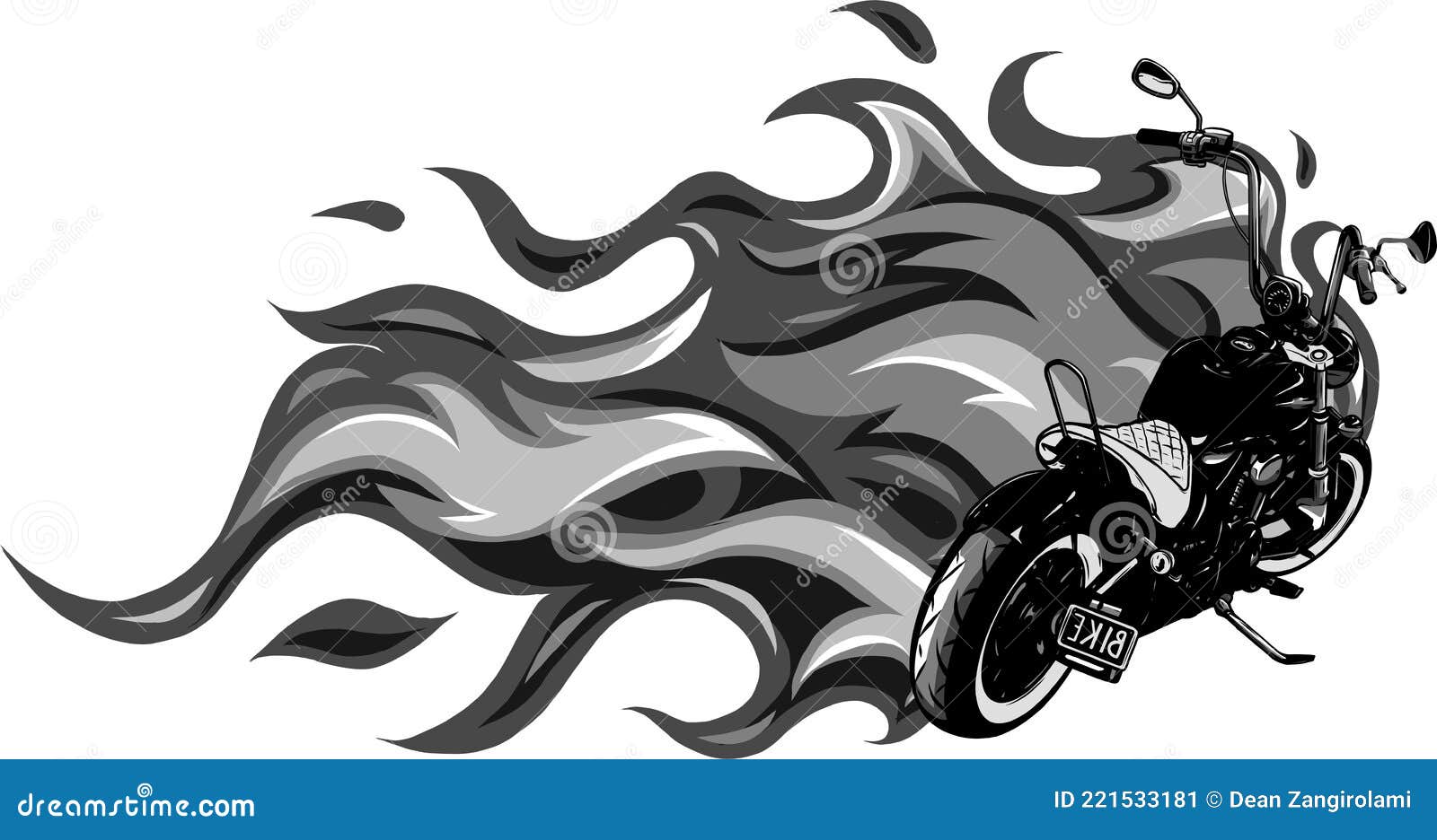 Custom Motorcycle with Flames Vector Illustration Design Stock Vector ...