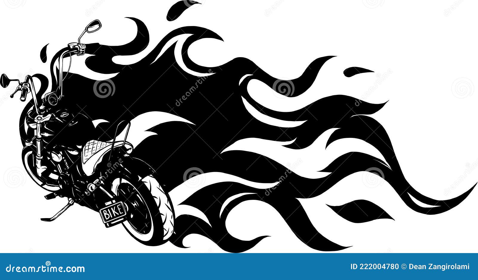 Custom Motorcycle with Flames Vector Illustration Design Stock Vector ...