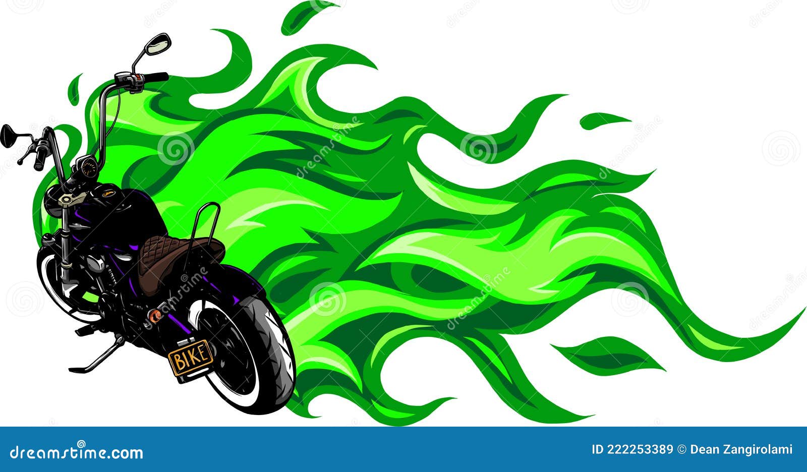 Custom Motorcycle with Flames Vector Illustration Design Stock Vector ...