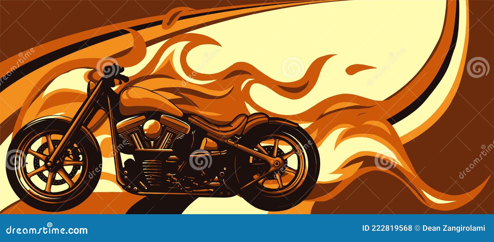 Custom Motorcycle with Flames Vector Illustration Design Stock Vector ...
