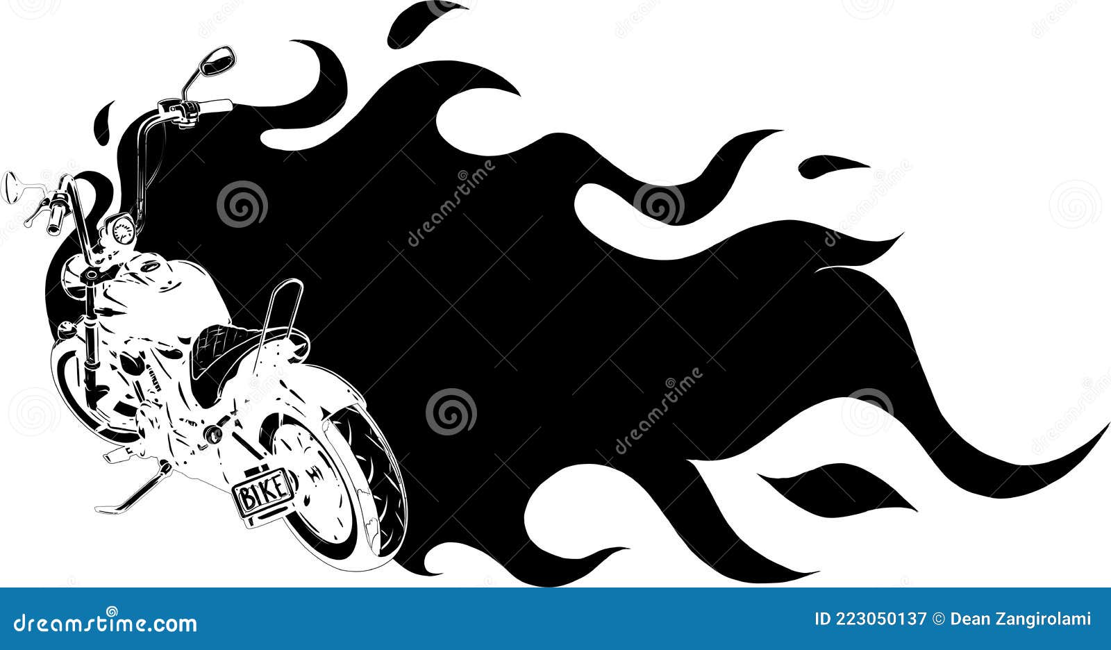 Custom Motorcycle with Flames Vector Illustration Design Stock Vector ...