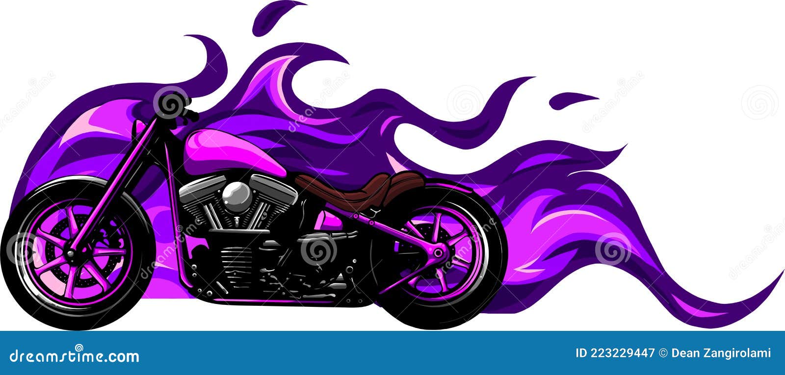 Custom Motorcycle with Flames Vector Illustration Design Stock Vector ...