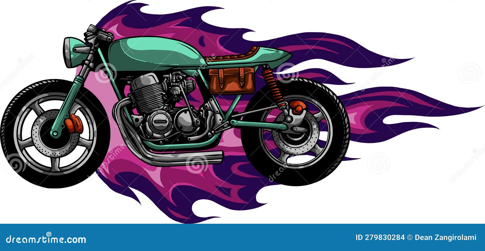 Custom Motorcycle with Flames Vector Illustration Design Stock Vector ...