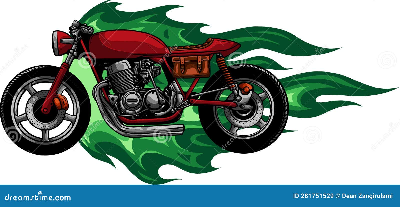 Custom Motorcycle with Flames Vector Illustration Design Stock Vector ...