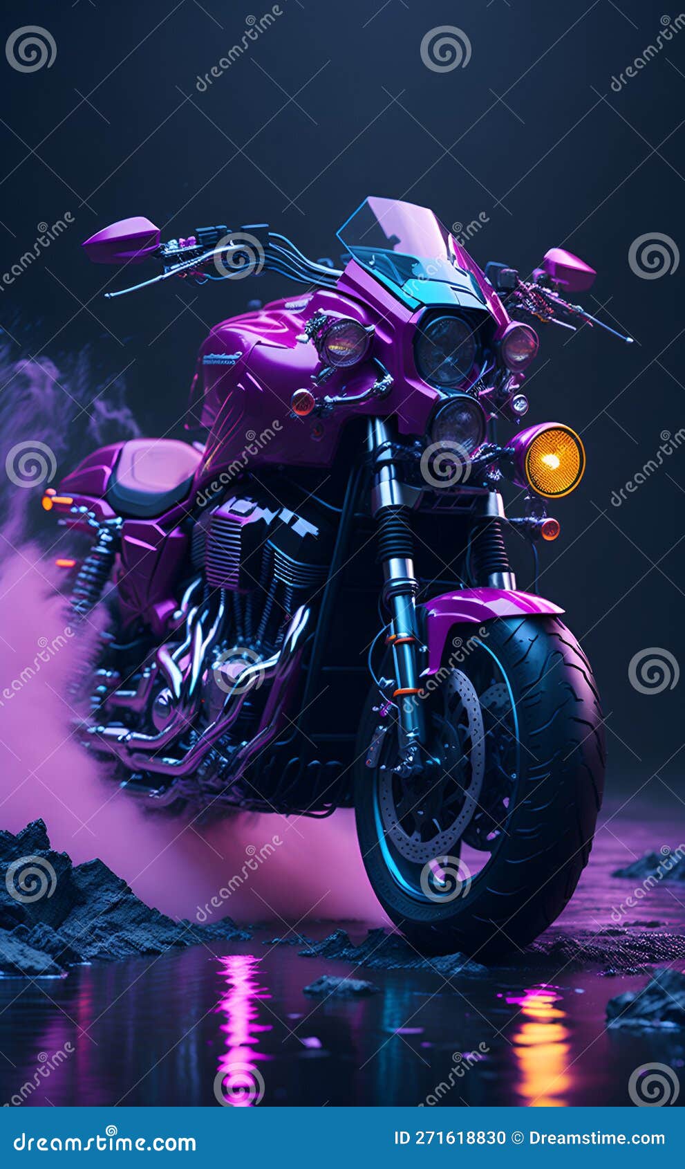 Custom Motorcycle Graphic Image in Vibrant Volumetric Pink Lighting and ...