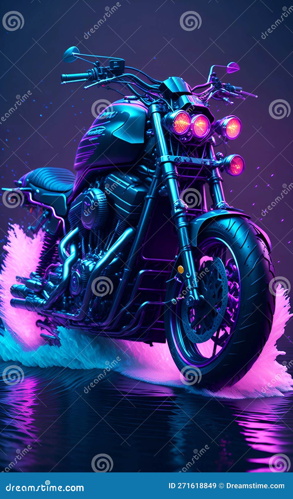 Custom Motorcycle Graphic Image in Vibrant Volumetric Pink Lighting and ...