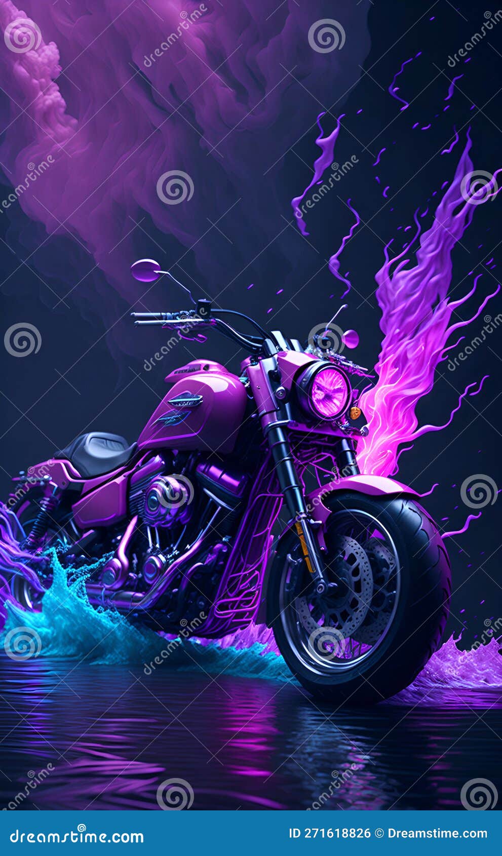 Custom Motorcycle Graphic Image in Vibrant Volumetric Pink Lighting and ...