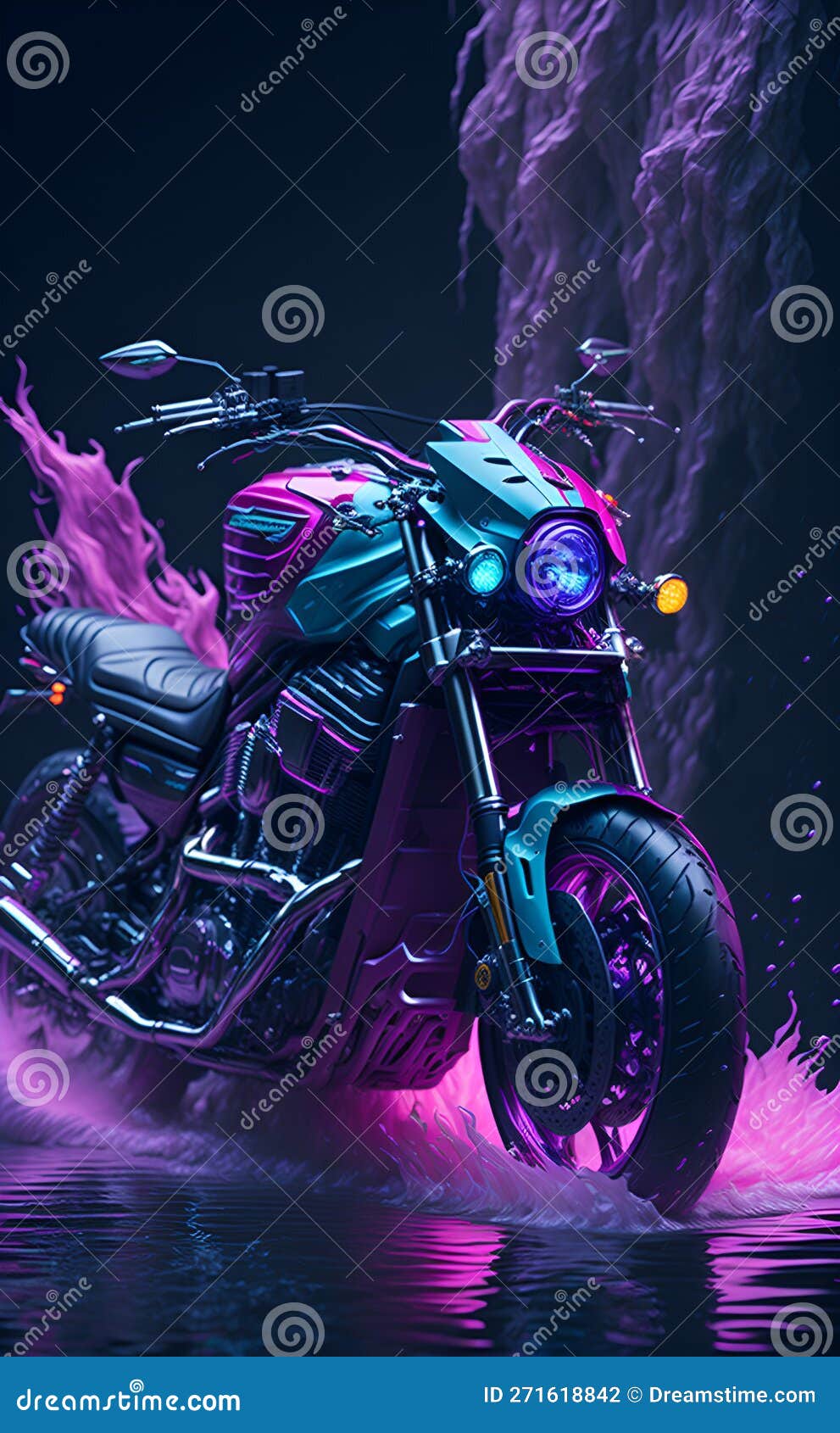 Custom Motorcycle Graphic Image in Vibrant Volumetric Pink Lighting and ...