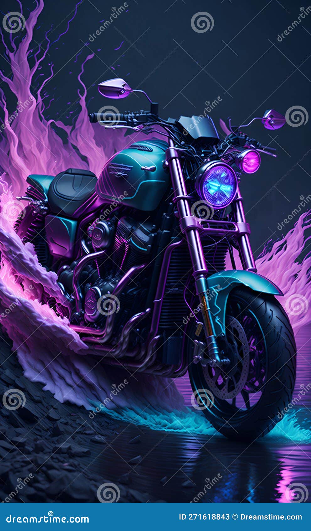 Custom Motorcycle Graphic Image in Vibrant Volumetric Pink Lighting and ...